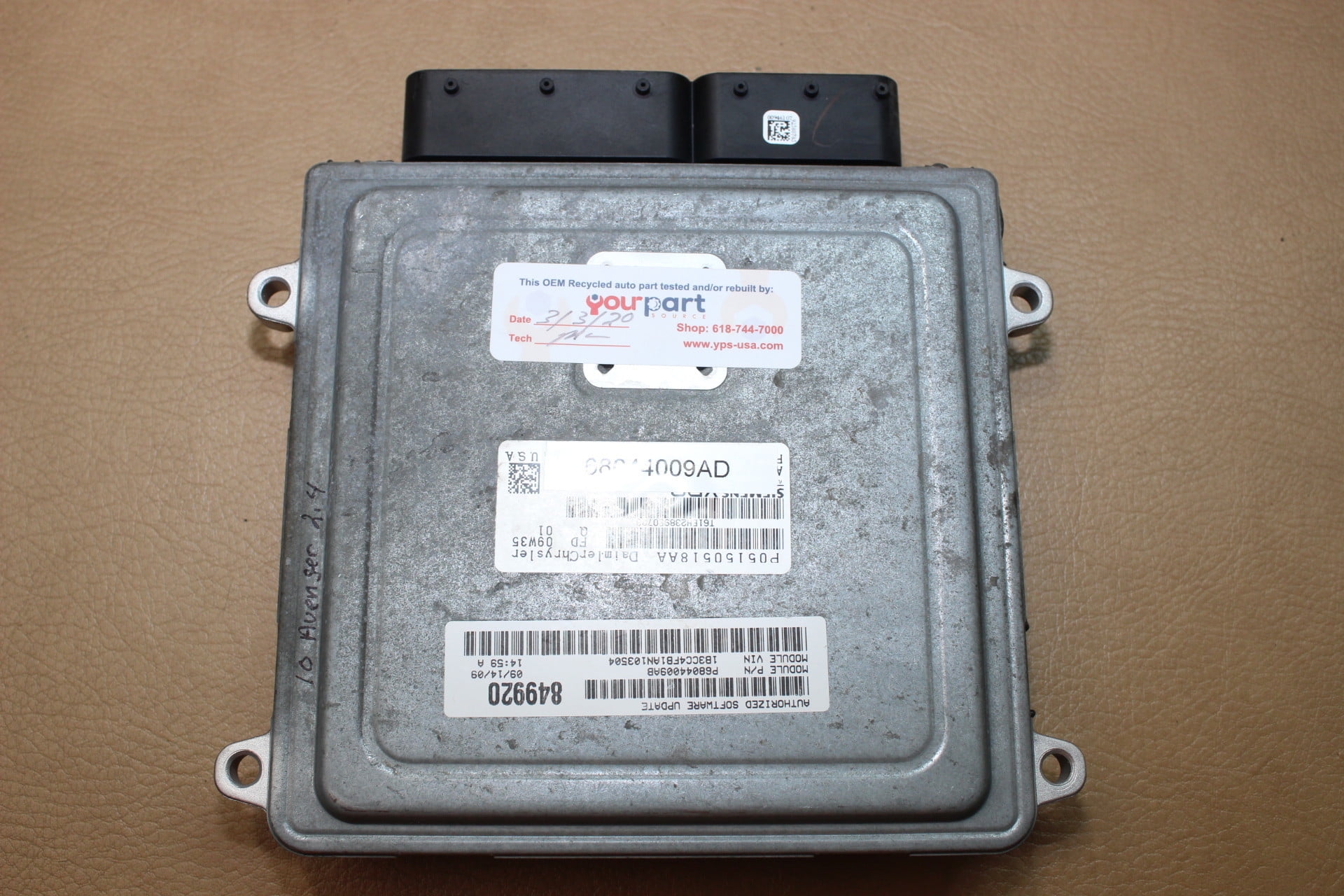 10 2.4L AVENGER SEBRING ECU ECM PCM ENGINE CONTROL COMPUTER 68044009 ...