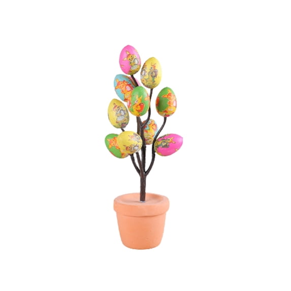 10.2" Easter Artificial Egg Potted Plant Desktop Ornament, Multi ...