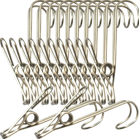 10+2 PCS 304 Stainless Steel Short Tail Hanger Clip with Hook, Durable ...