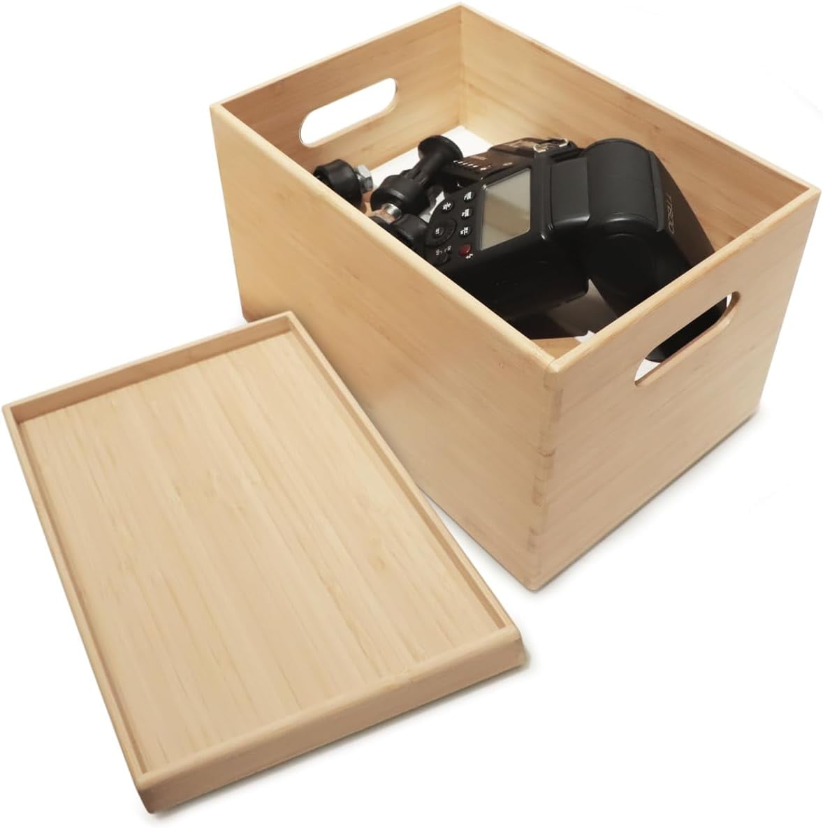 10.2”x7.3”x6.5” Lidded Storage Bins - Stackable Bamboo Box/Cube/Basket ...