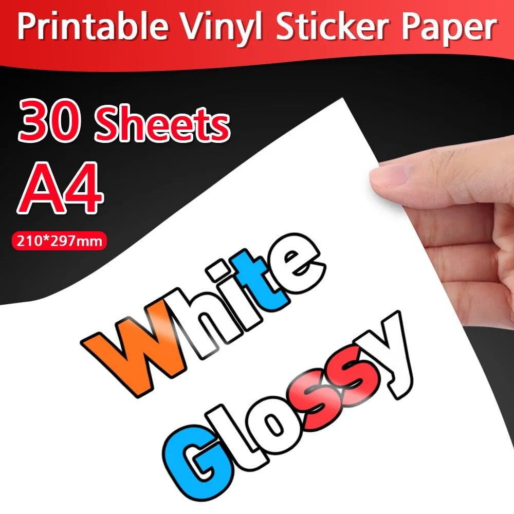 10/20/30/40/50/100 Sheets Printable Vinyl Sticker Paper A4 White Glossy ...