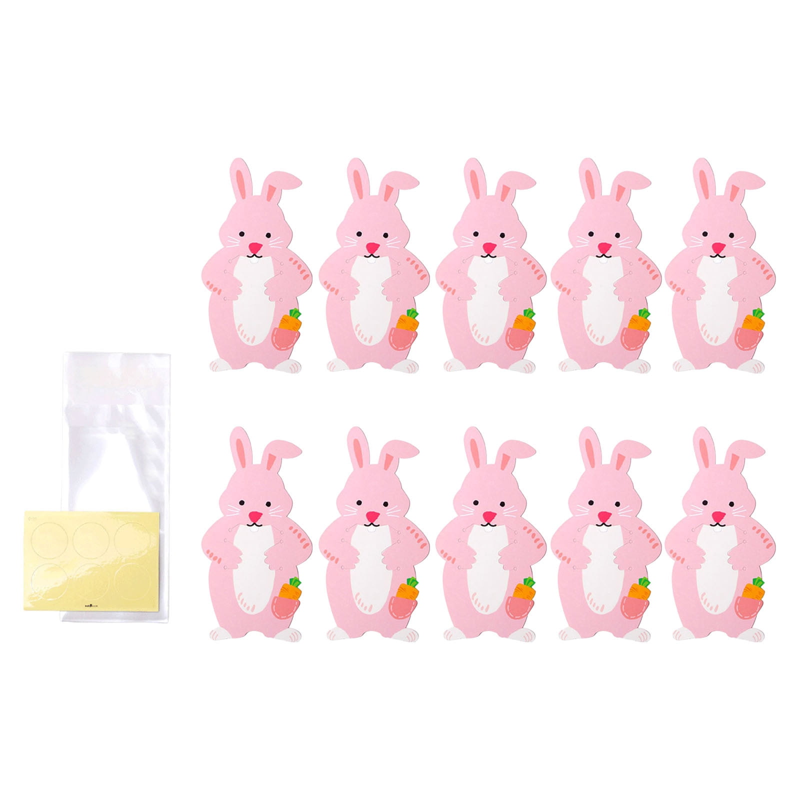 10/20/30/40/50PCS Easter Bunny Candy Bags with Bunny Greeting Cards ...