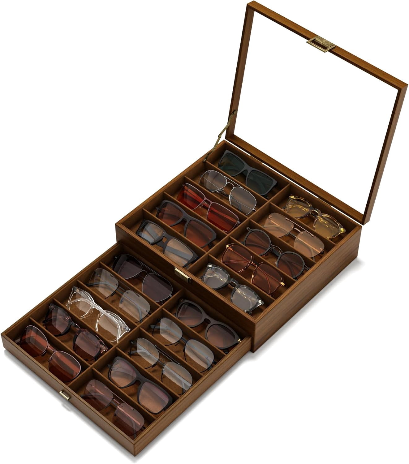 10/20/30 Wooden Sunglass Organizer for Multiple Pairs of Eyeglass Wide ...