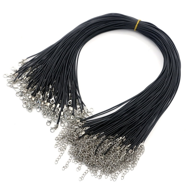 10/20/30Pcs 45cm Black Leather Braided Rope Necklaces with 5cm Extender ...