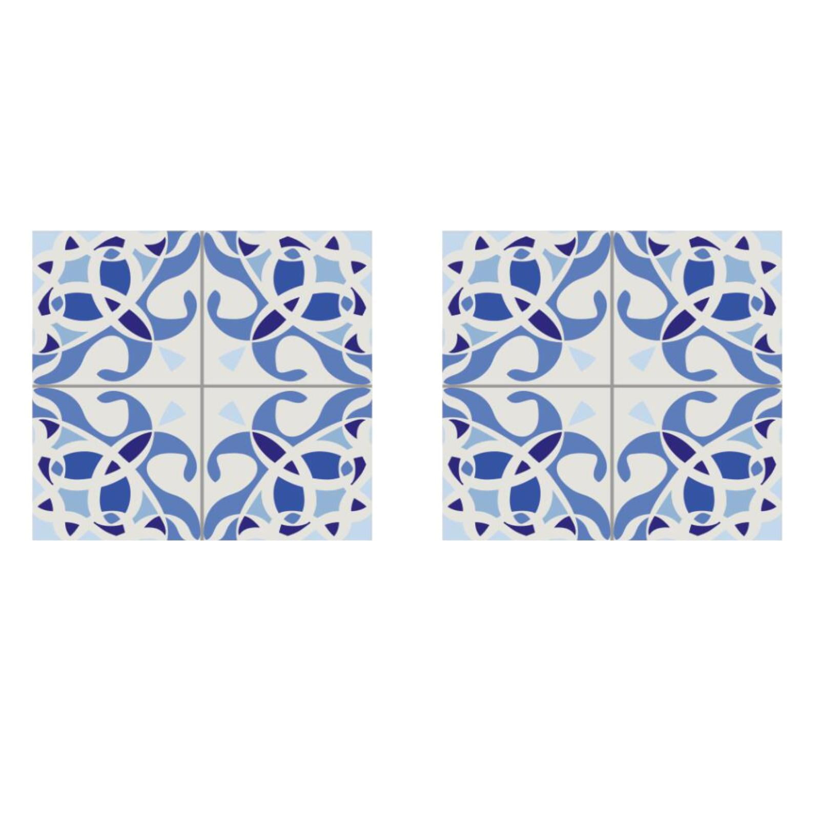 10/20/30pcs Blue White Wallpaper Tile Stickers Set, Peel and Stick ...