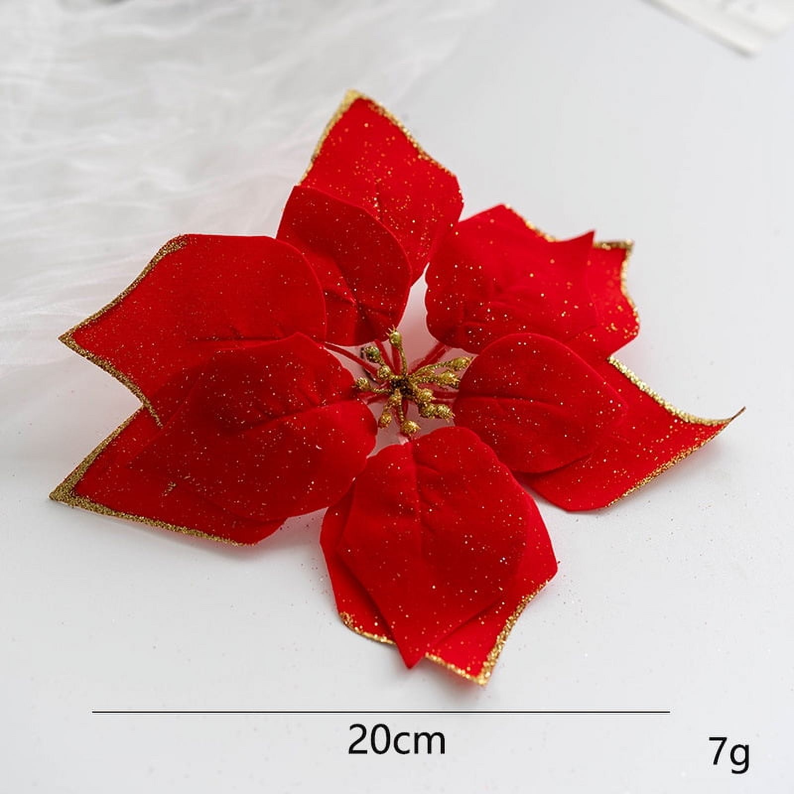 10/20/30pcs Christmas Poinsettia Decorations Glitter Poinsettia Flowers ...