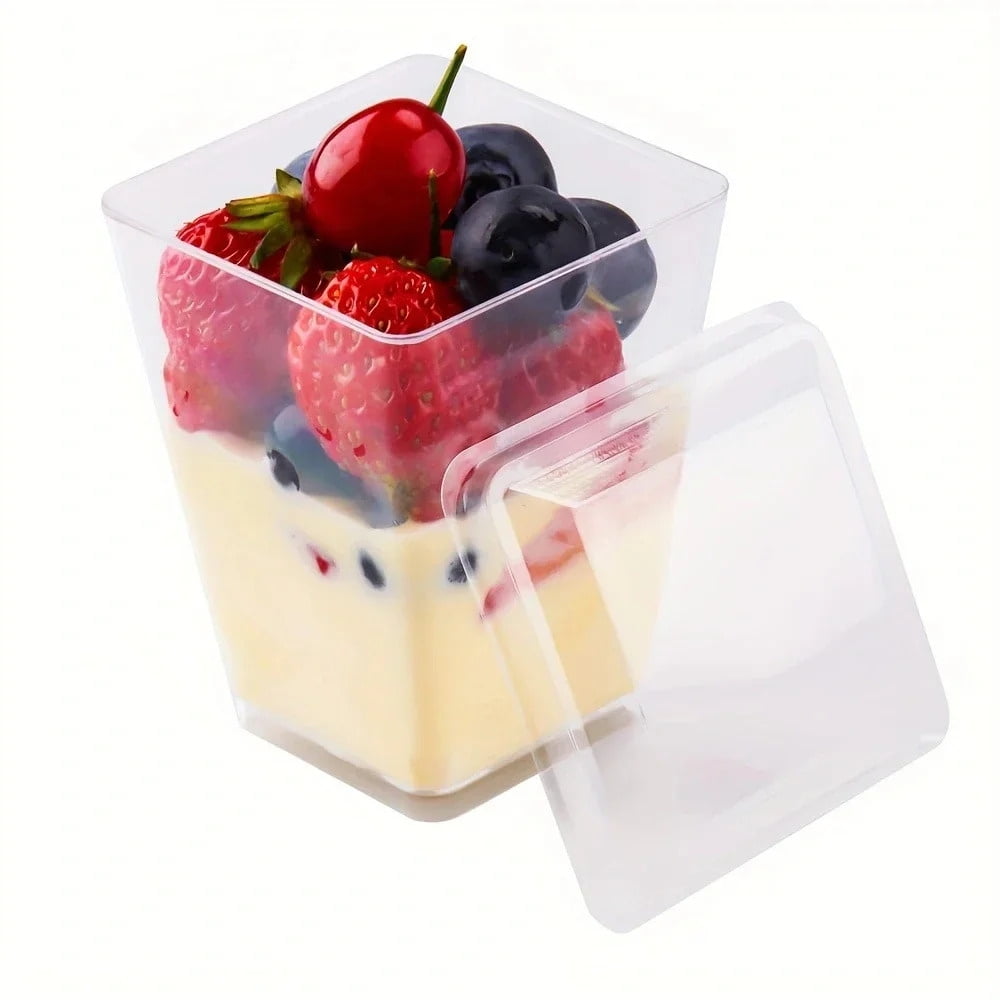 10/20/30pcs-Disposable Plastic Mousse Cup Ladder Shaped Cup Pudding Cup ...