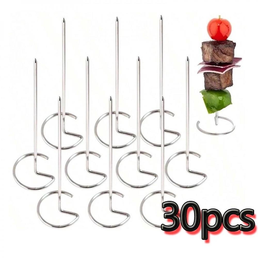 10/20/30pcs Kabob Skewers Stainless Steel Sticks For Grilling Reusable ...