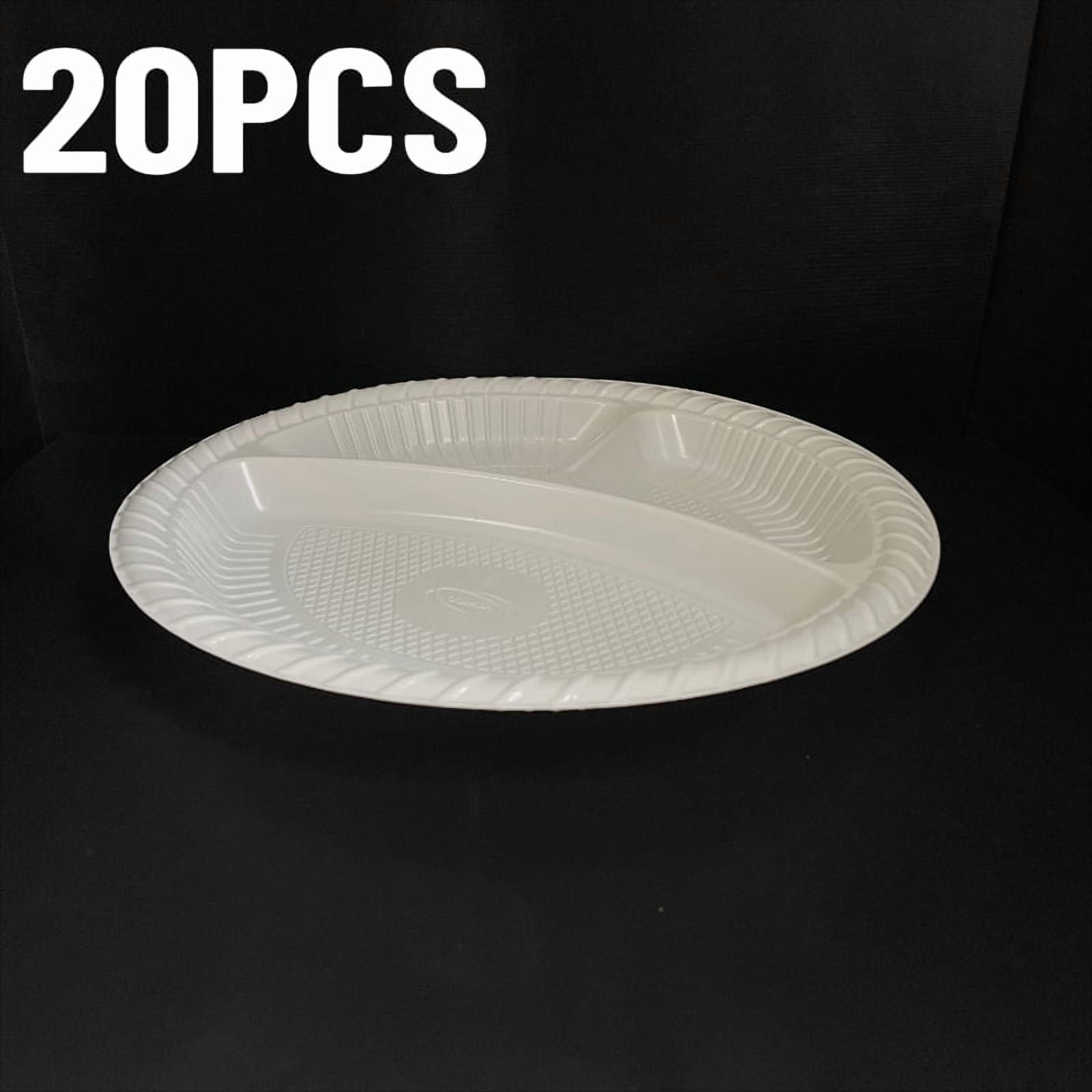 10/20/50PCS Disposable Pattern Three Grid White Plates Suitable For ...