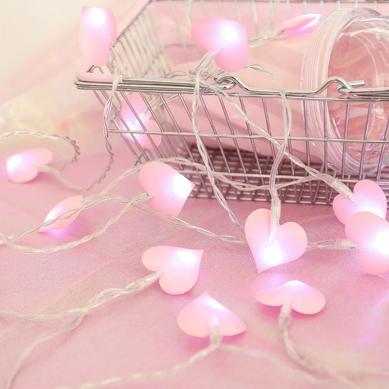 10/20 Led Cotton Love Heart Wedding String Fairy Light Pink Girl String ...