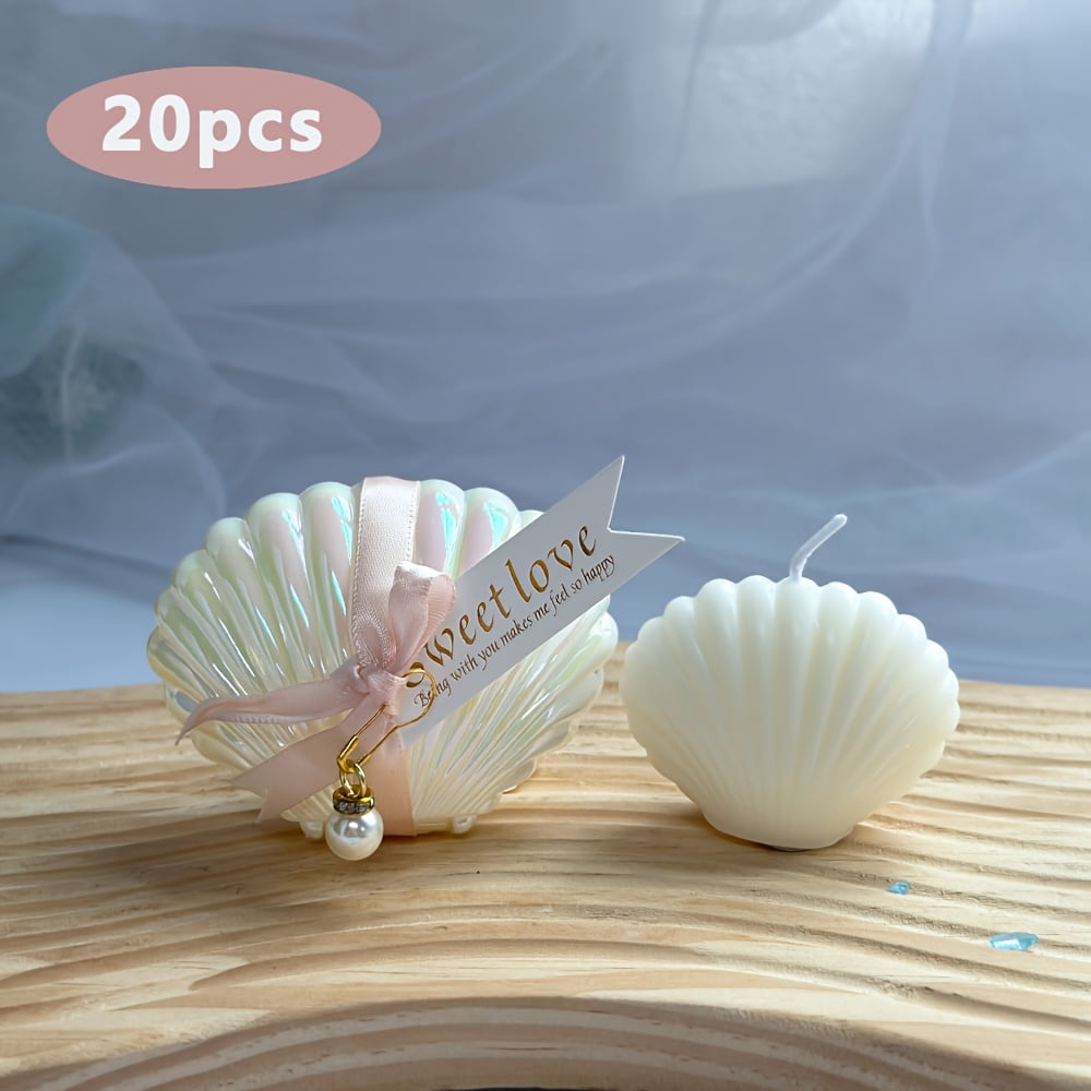 "10/20-Pack Seashell Scented Candles - Soy Wax with Pearl Accents ...