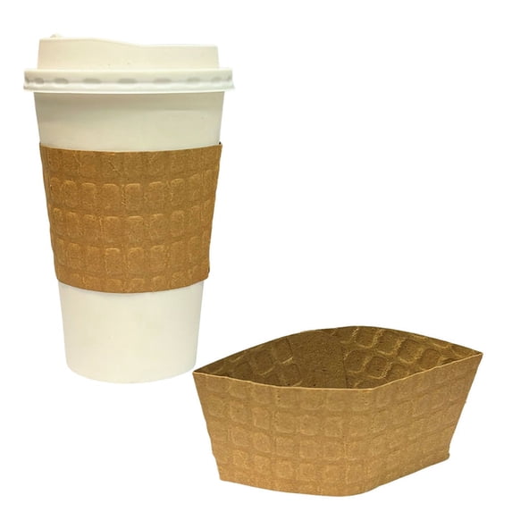 10–20 oz. Natural Kraft Embossed Coffee Cup Sleeve – Eco-Friendly, Heat ...