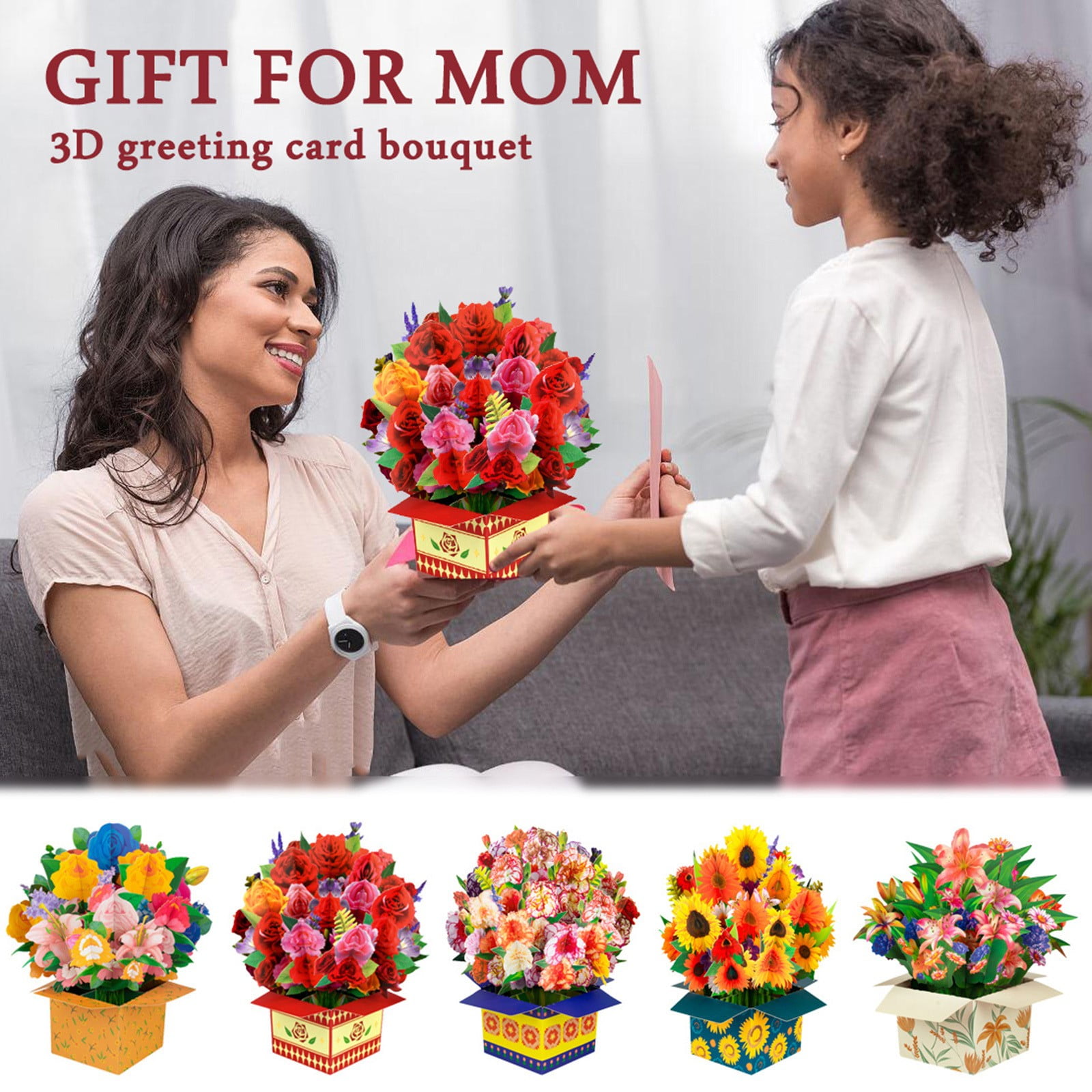 under 10, 2025 Mother's Day 3D Card Creative Flower Bouquet Set, Mother ...