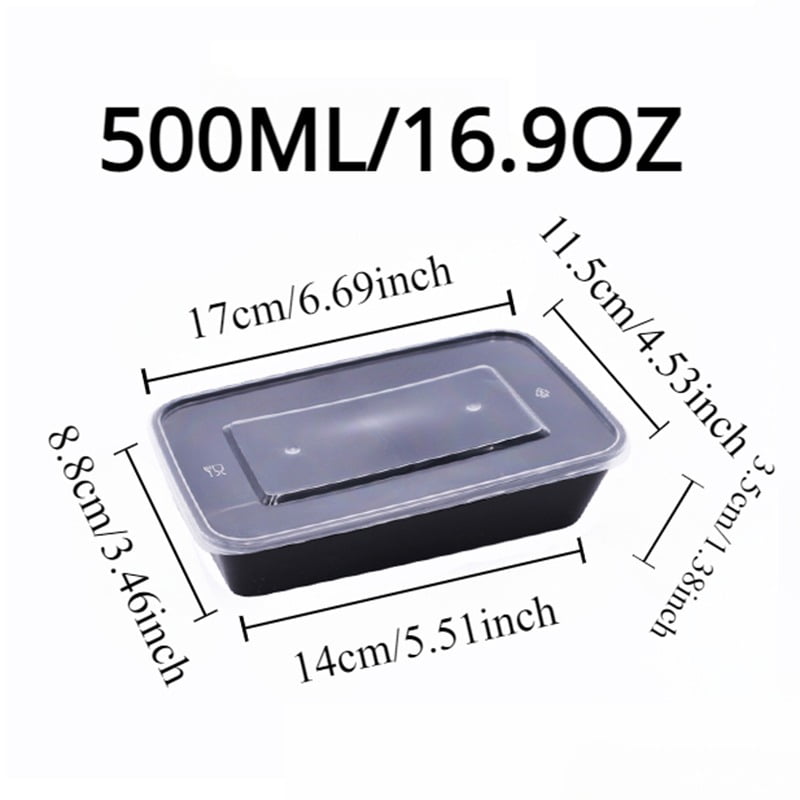 10/20PCS Black Food Box Fruit Salad Food Box Kitchen Meal Prep Takeout ...