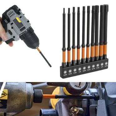 TSV Allen Wrench Drill Bits Set, Magnetic S2 Alloy Steel Hex Bits, 1/4" Hex-Shank, Metric & SAE ...