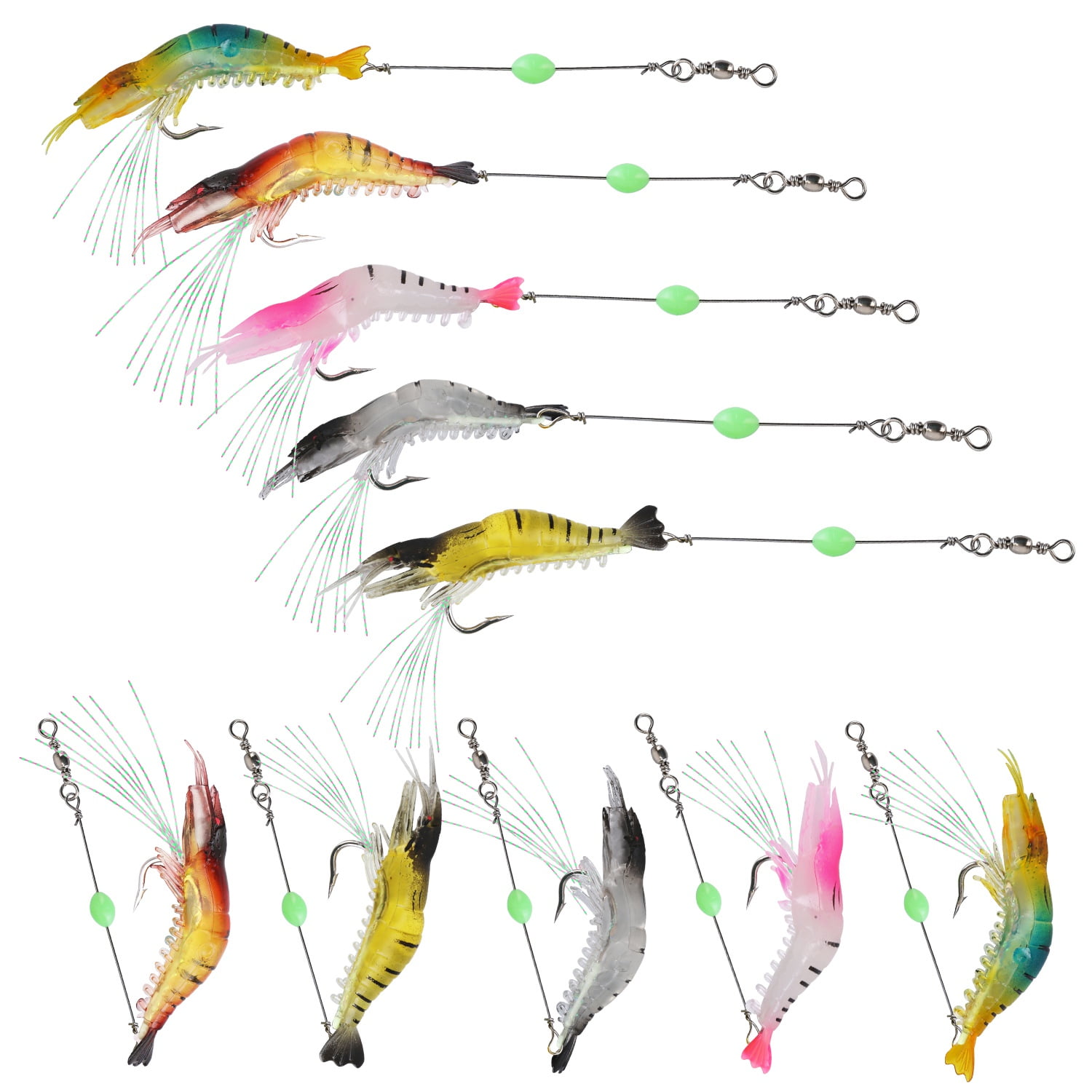 10/20Pcs Shrimp Bait Set Realistic, Silicone Soft Lifelike Shrimp Fishing Lures with Luminous ...