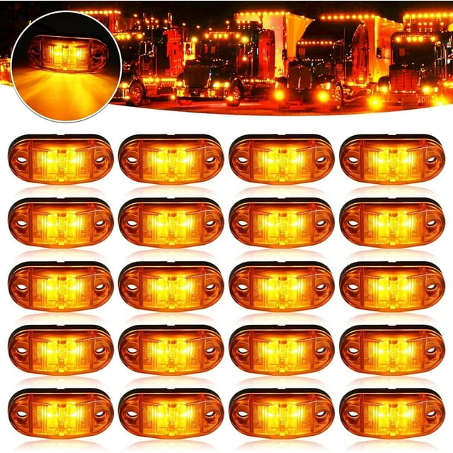 10/20X Amber Red Marker Lights 2.5" LED Truck Trailer Oval Clearance ...