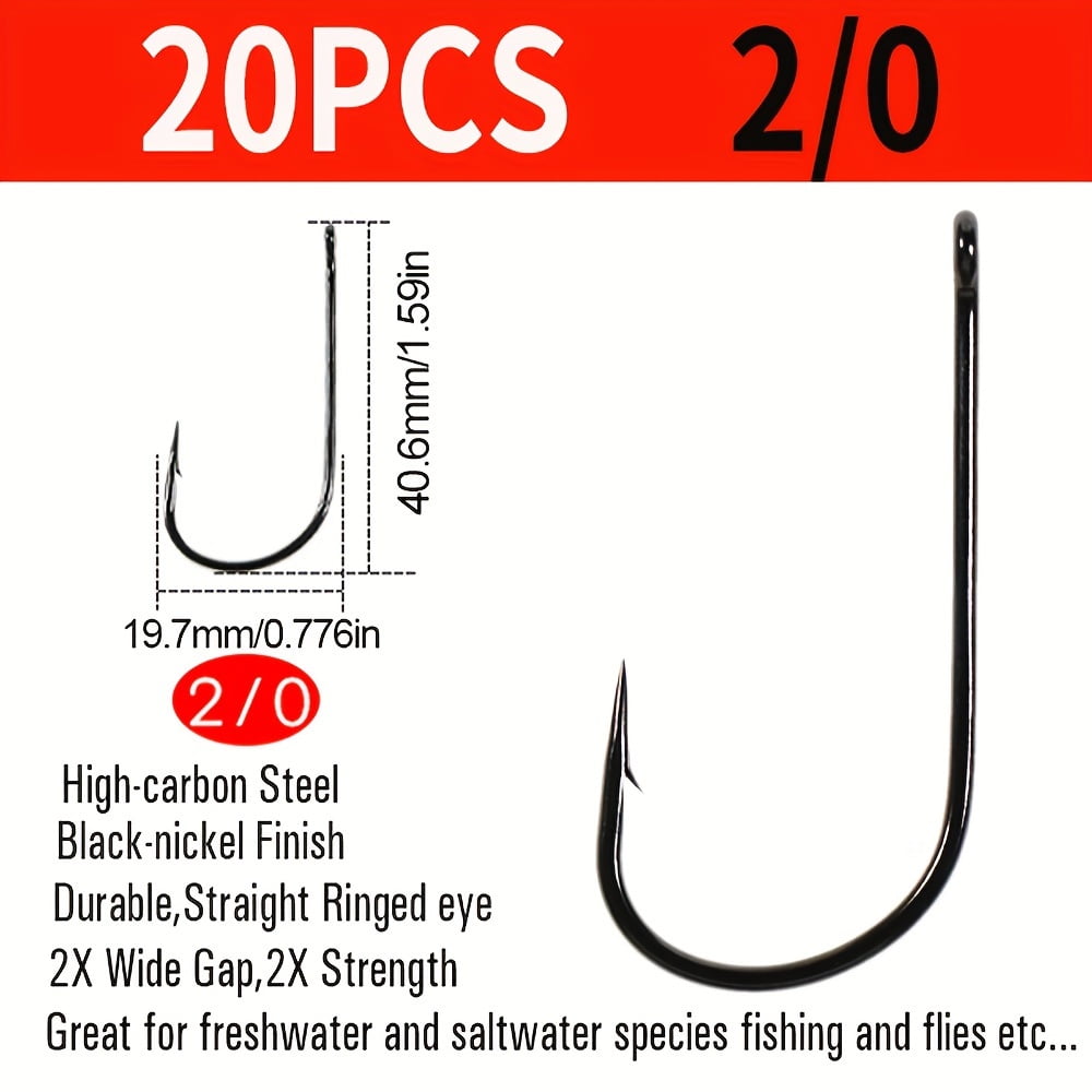 10/20pcs 1/0 - 6/0 Big Game Streamer Hook Short Shank Wide Mouth ...