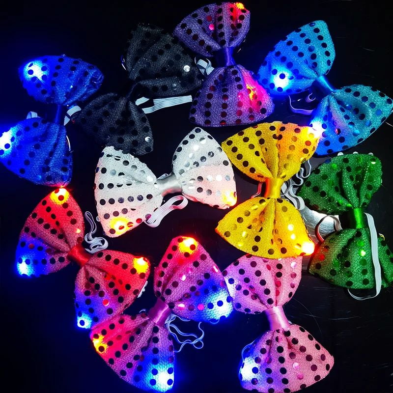 10/20pcs LED Light Up Sequin Bow Ties Flashing Light LED Bowties Mens ...