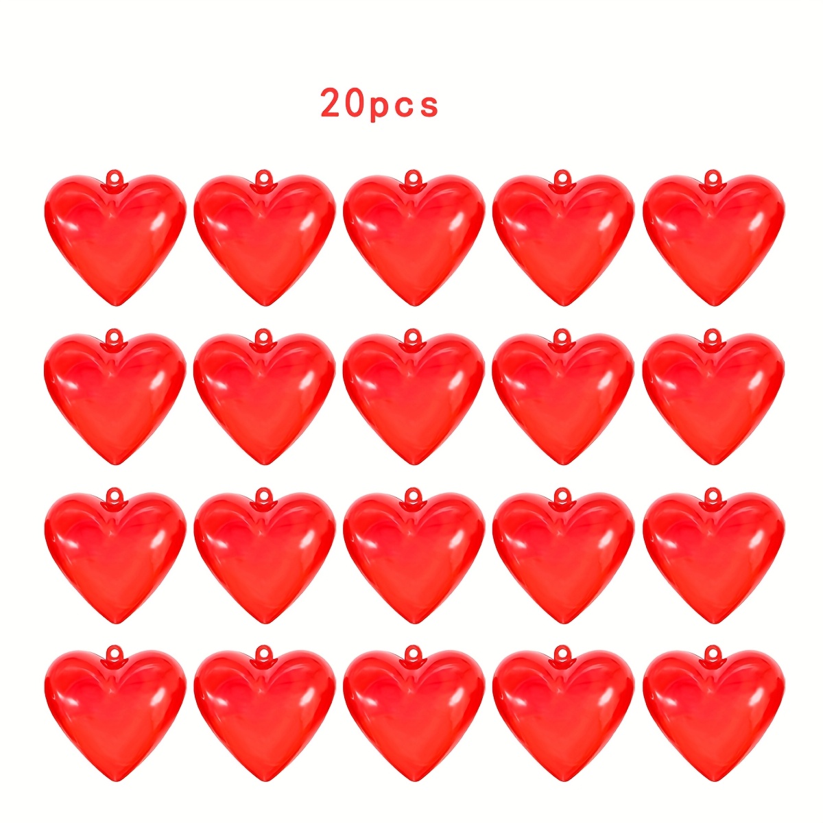 10/20pcs Red Heart-Shaped Plastic Candy Boxes, Fillable Ornaments for ...