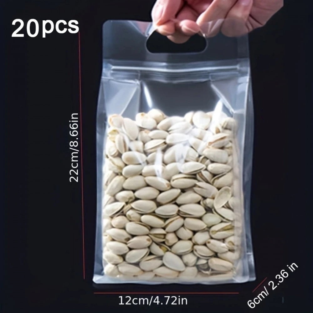 10/20pcs/Set Clear Plastic Zip Lock Handle Bag Food Nuts Candy Snack ...