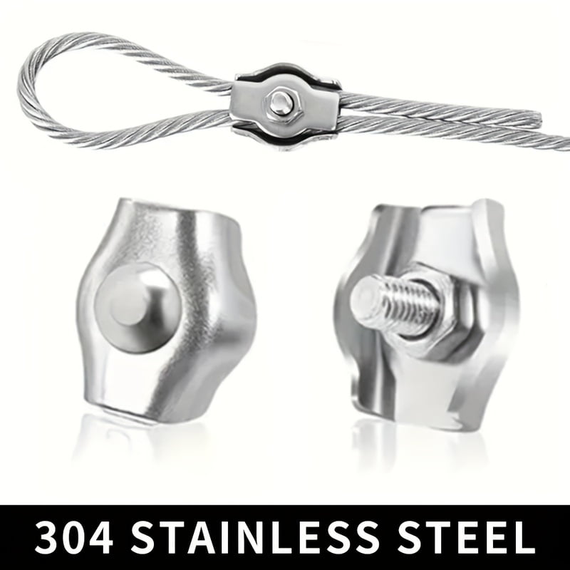 10/20pcs Stainless Steel 304 Cable Clamps Rust Resistant Removable ...