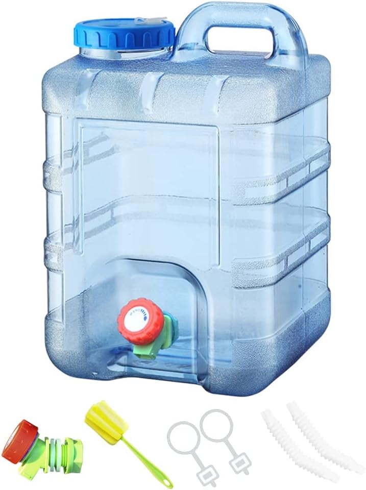 10-22L Water Container With Tap With Accessories, Portable Plastic Water Bucket With Tap, Easy ...