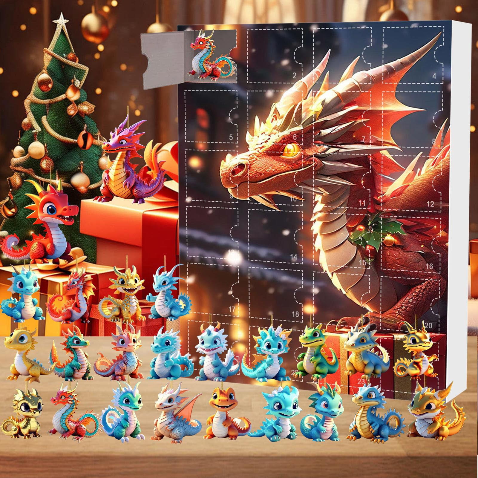 10.23" 2025 Advent Countdown Calendar Dragon, Christmas Vacation Advent ...