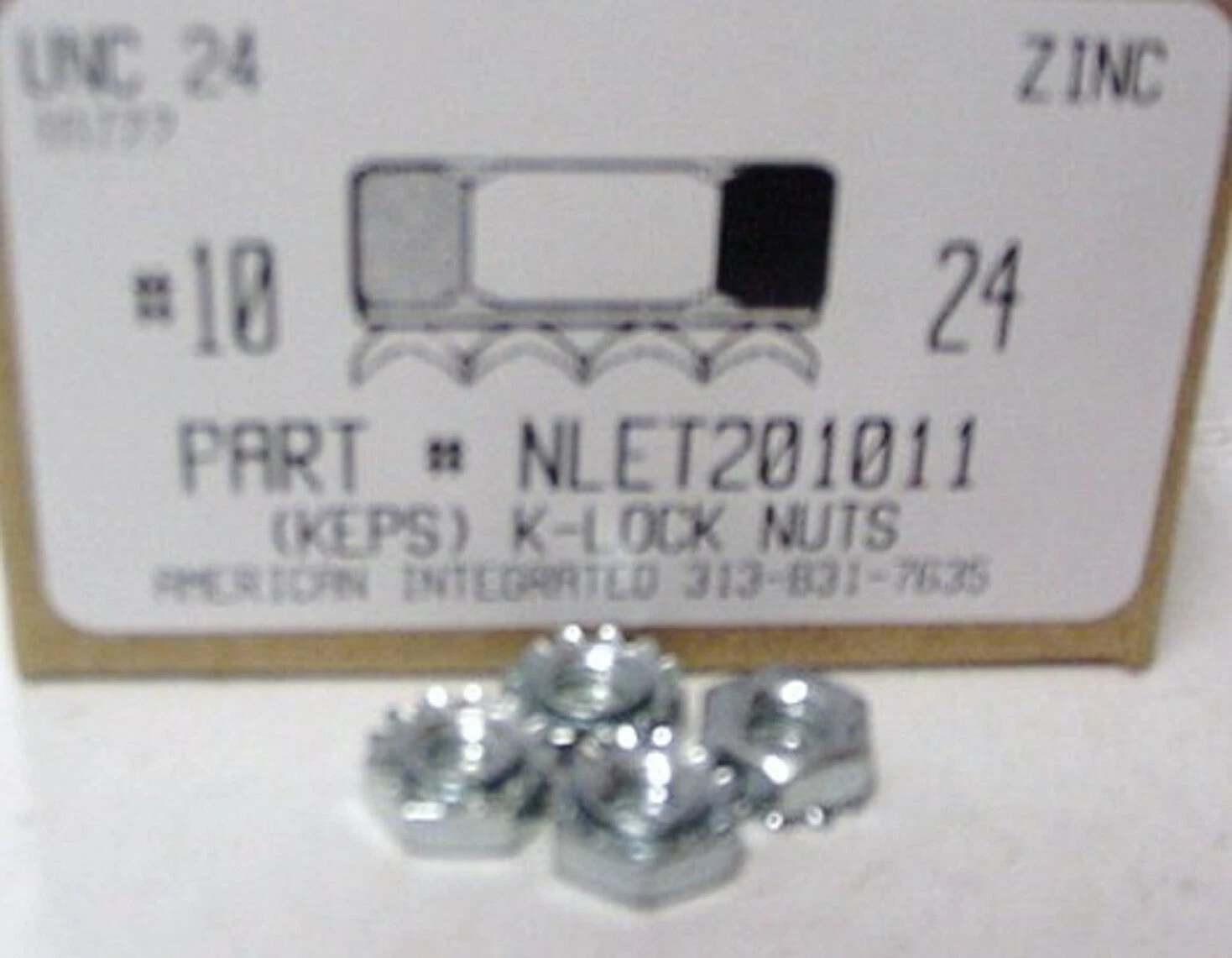 #10-24 Hex K-Lock Nuts With External Tooth Washer Attached Steel Zinc ...