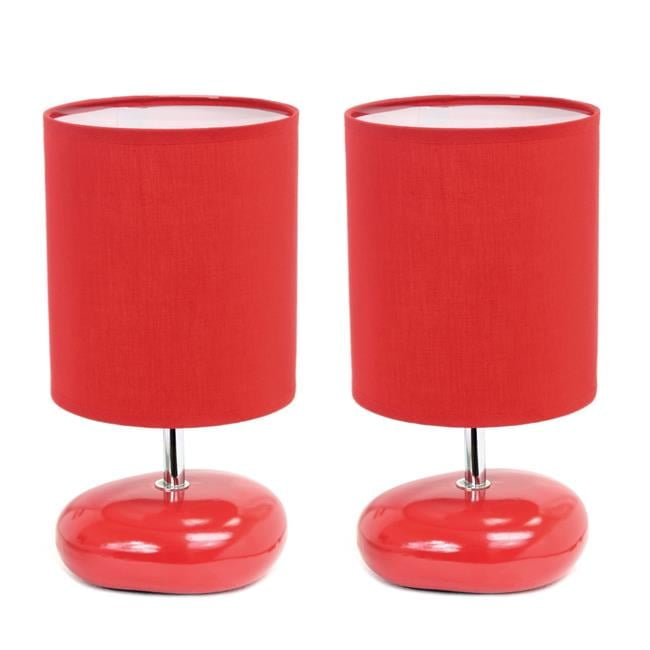 10.24 in. Traditional Mini Round Rock Table Lamp Set, Red - Pack of 2 ...