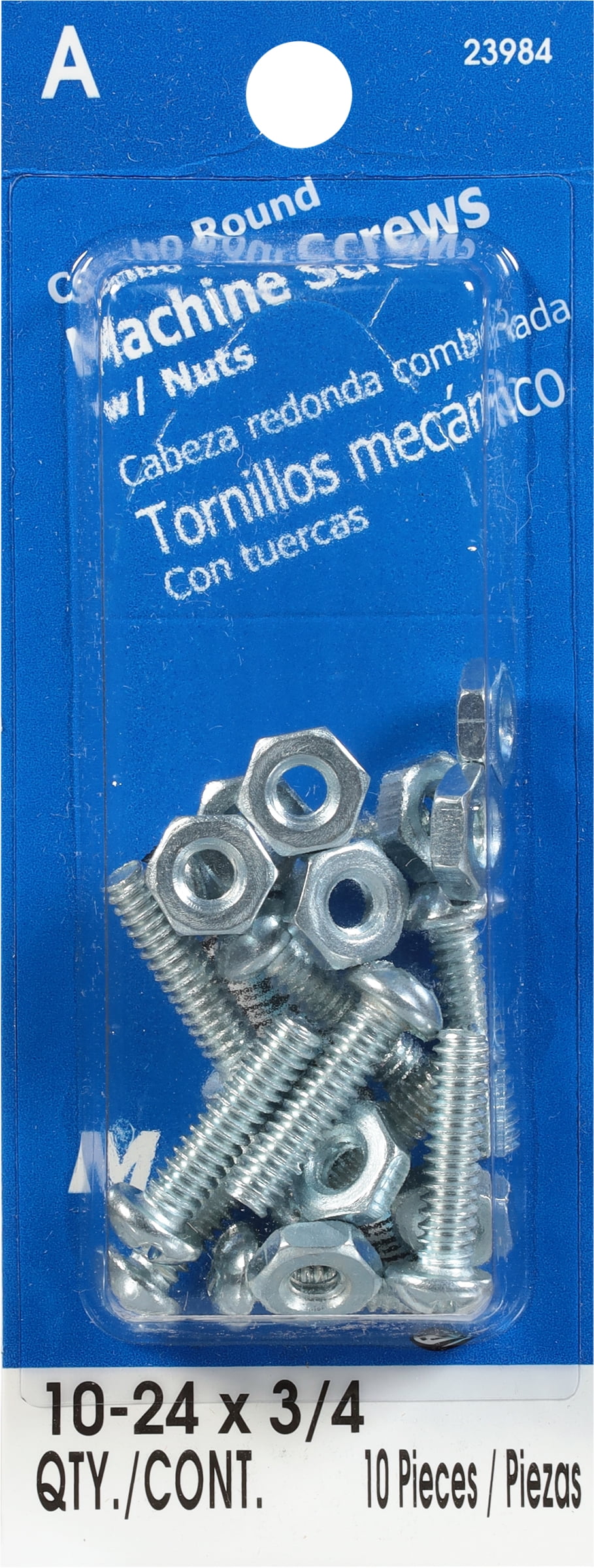 #10-24 x 3/4" Zinc Plated Steel Coarse Thread Combo Round Head Machine ...