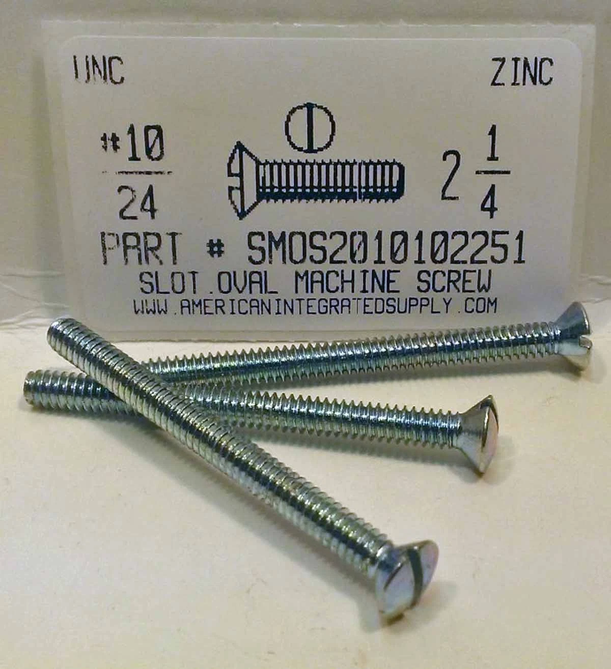 #10-24X2-1/4 Oval Head Slotted Machine Screws Steel Zinc Plated (20 ...
