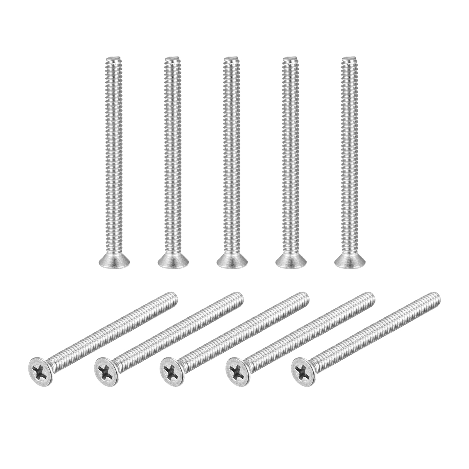 Uxcell 10#-24x2-3/8" Flat Head Machine Phillips Screws 304 Stainless ...