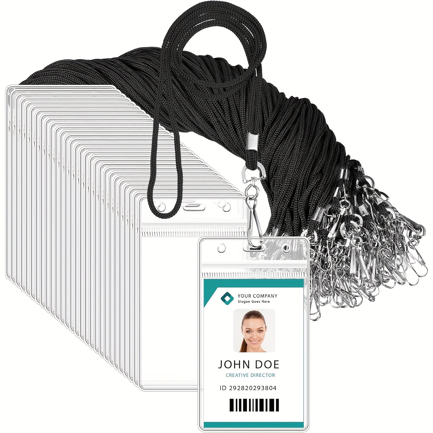 10/25/50/100/150pcs Lanyards, ID Badges Name Tag Bulk Neck Holder Reel ...