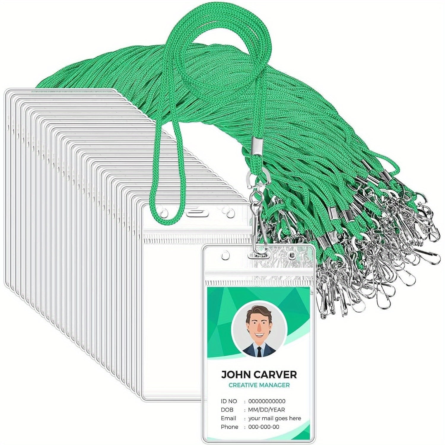 10/25/50/100/150pcs Lanyards, ID Badges Name Tag Bulk Neck Holder Reel ...