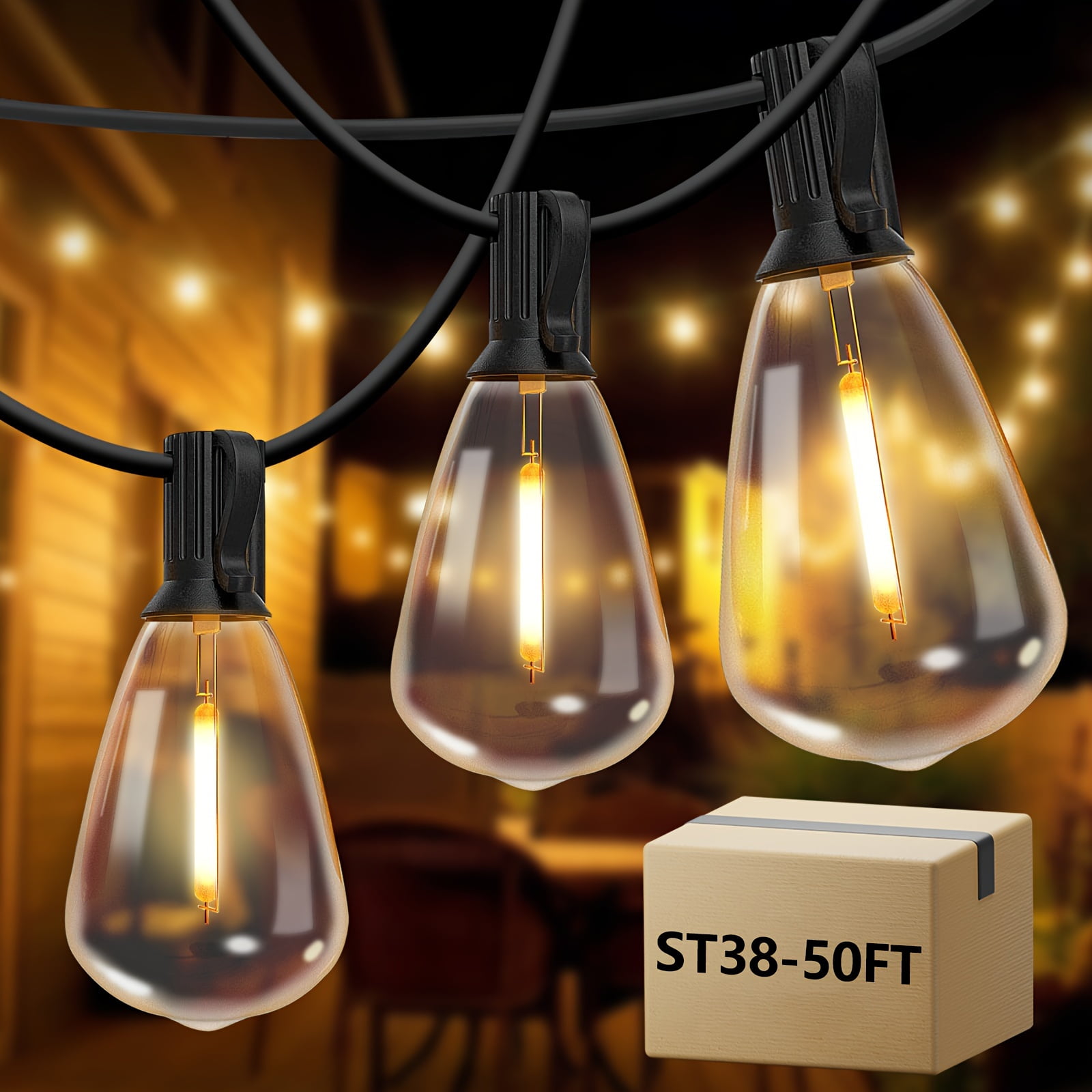 10/25/50/100/200FT G40 Breakproof String Lights - 50 Dimmable Plastic ...