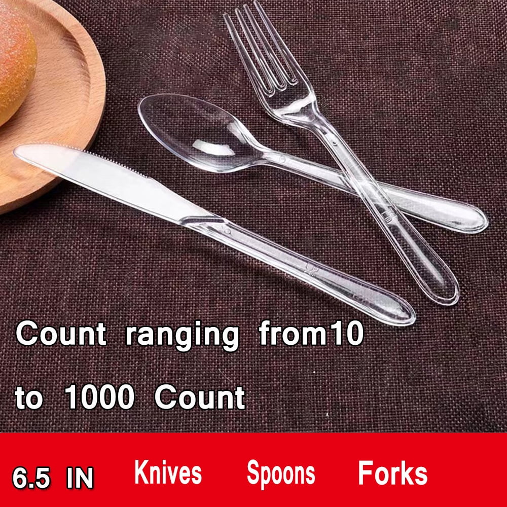 10/25/50/75/... Count Clear Disposable Plastic Forks/Spoons/Knives ...