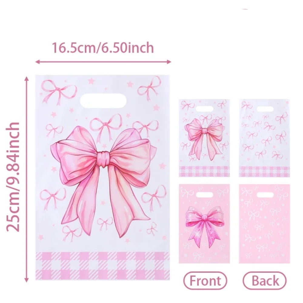 10/25/50Pcs Sweet Pink Bow Gift Packing Bag Candy Cake Snack Bags Kids ...