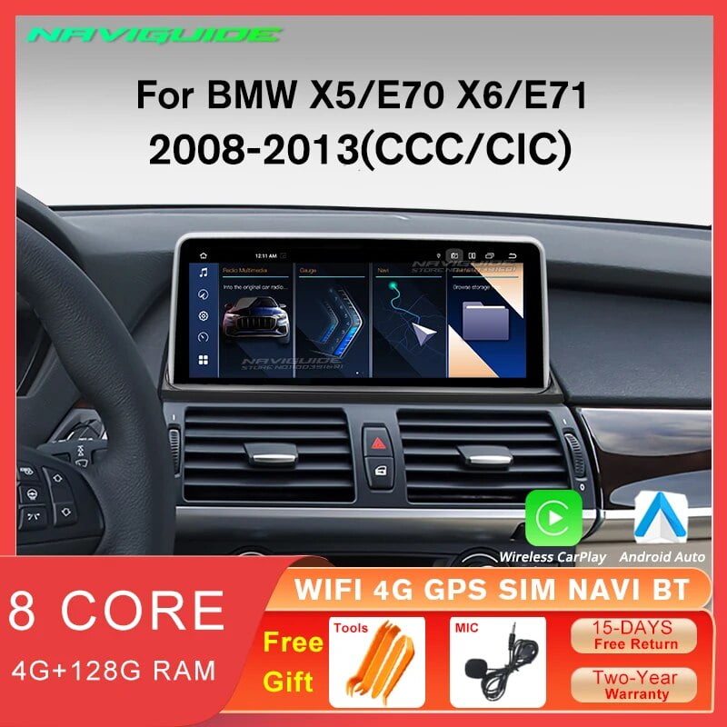 10.25'' Android 12 Carplay Radio For BMW X5 E70 X6 E71 2008-2013 CCC CIC Head Unit Display ...