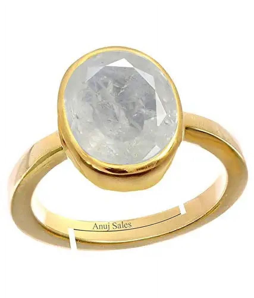 10.25 Carat Ratti Gold Ring Natural White Sapphire Stone Certified Safed Pukhraj Adjaistaible ...