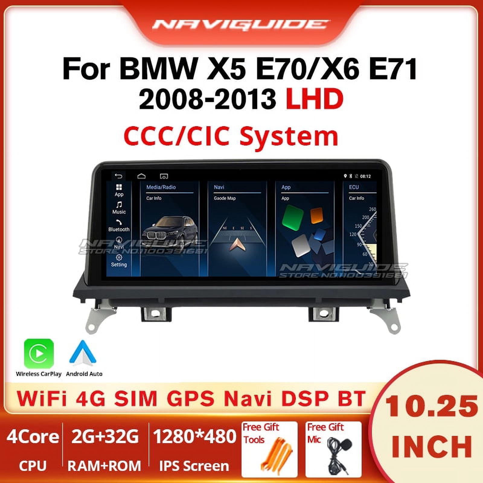 10.25" Carplay Car Radio For BMW X5 E70 2007-2013 CCC CIC System ...