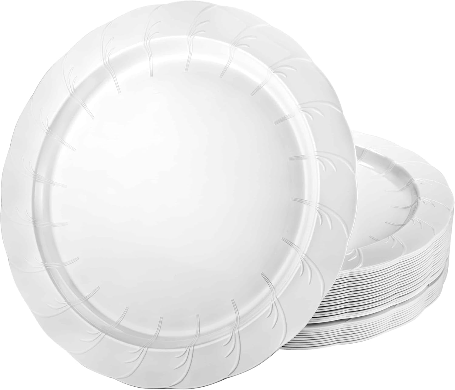 10.25 Inch White Pearl Round Dinner Plate – Elegant Disposable Plastic ...