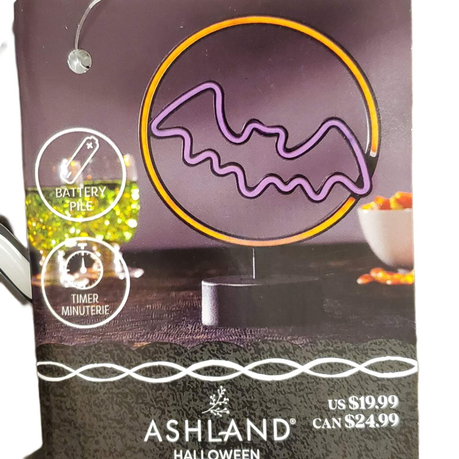 Ashland Halloween Neon Icon Light Bat Shaped Orange Purple 10 in ...