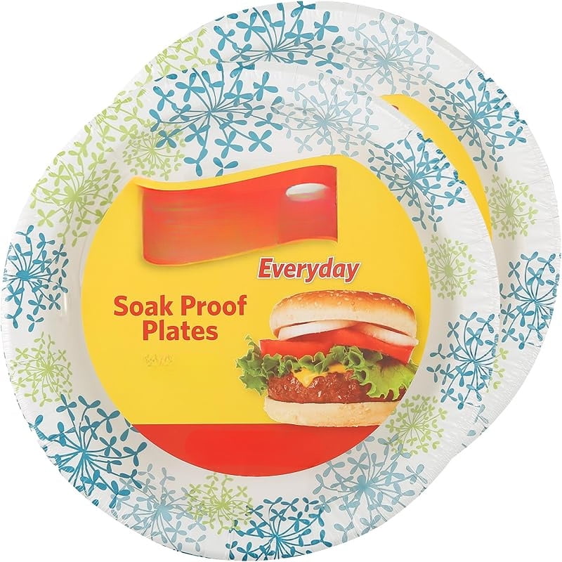 10.25" Round Paper Plates in Blue Hydrangea; 50 Count - Walmart.com