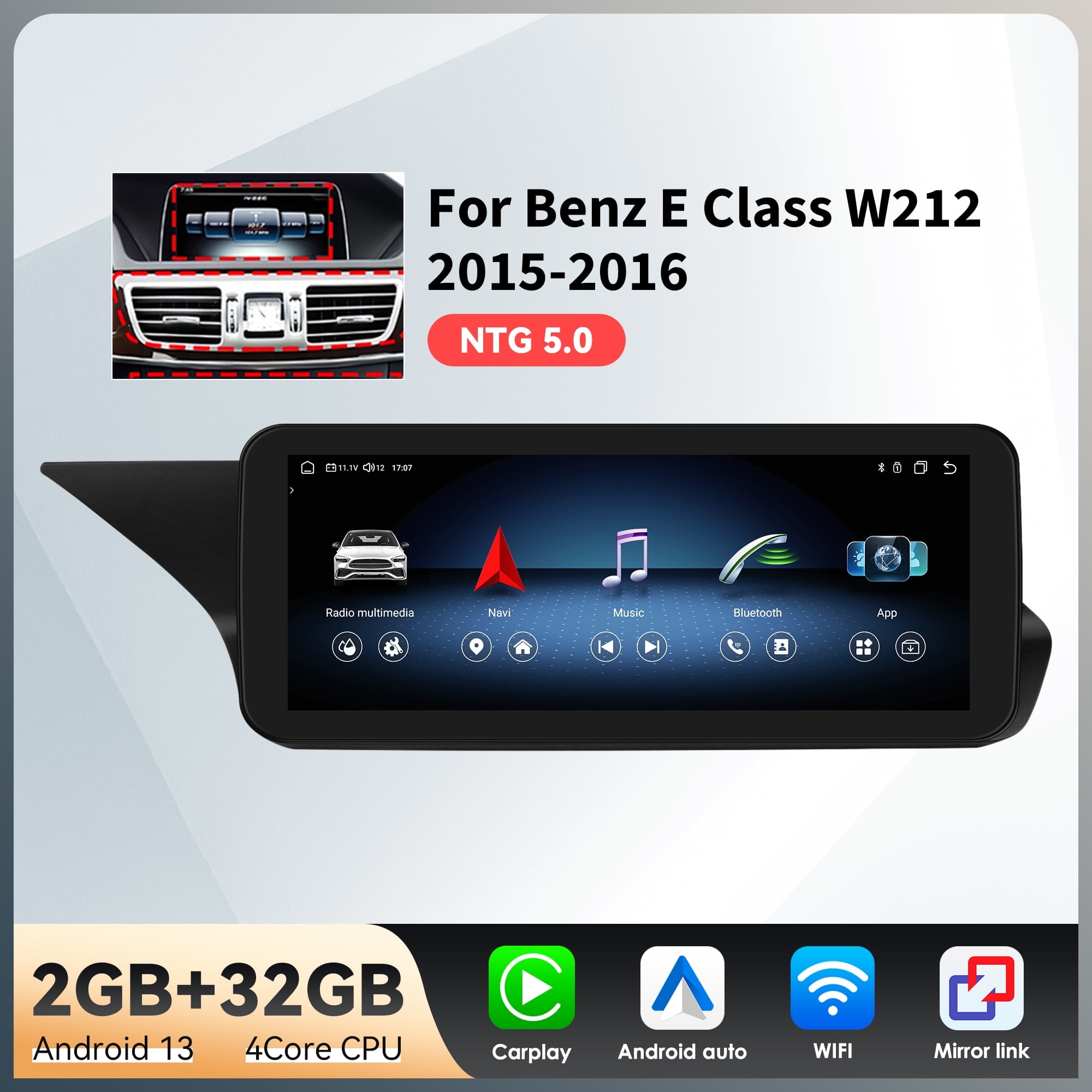 10.25" Touch Screen Android 13 Bluetooth Apple CarPlay 2+32GB Car Stereo Radio Head Unit ...
