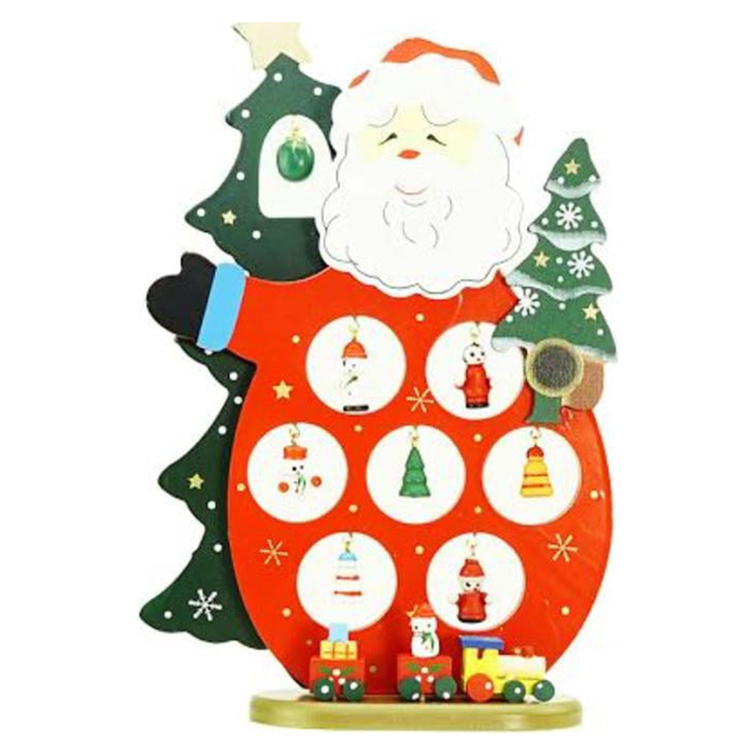 10.25" Wooden Santa Claus Cut-Out with Miniature Ornaments Christmas ...