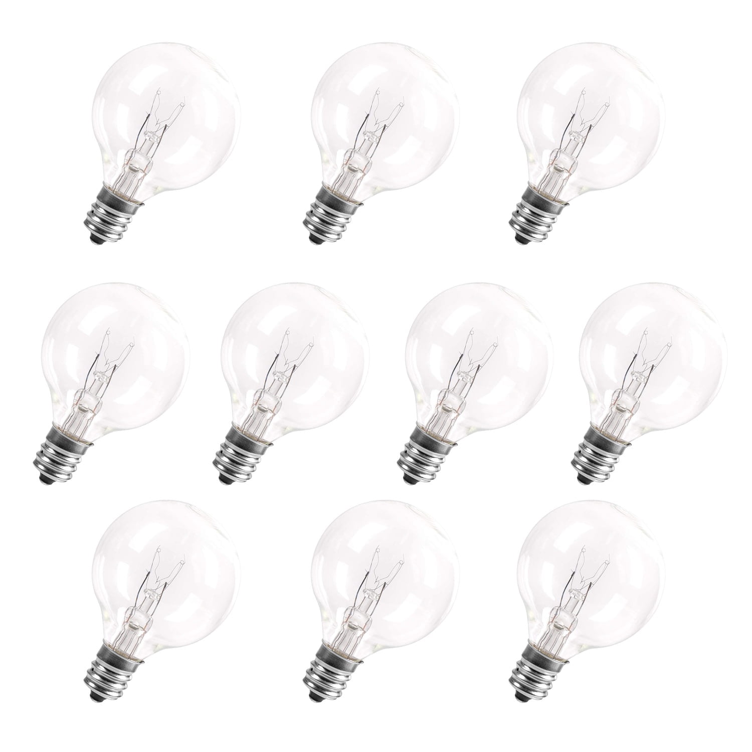 10-25 X Clear G40 Globe Bulbs with Candelabra Screw Base, 5W, E12 ...