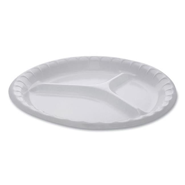 10.25 in. Laminated Foam Dinnerware 3-Compartment Plate, White ...