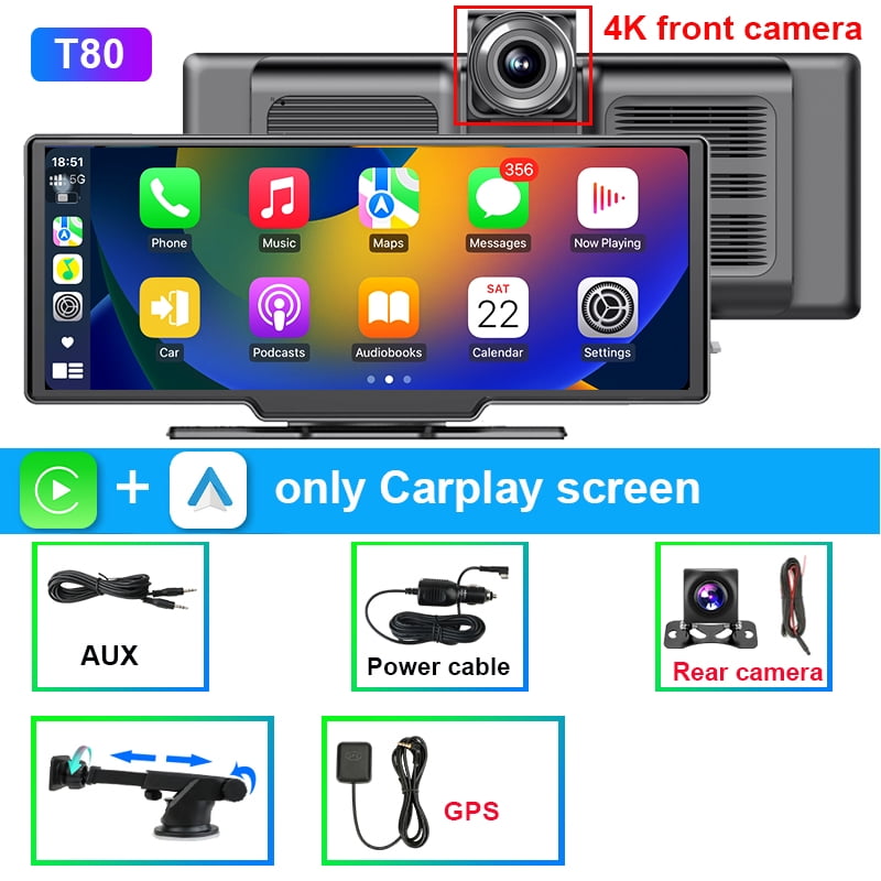 10.26" 4K Car DVR Dash Cam Rearview mirror camera Wifi Carplay ...