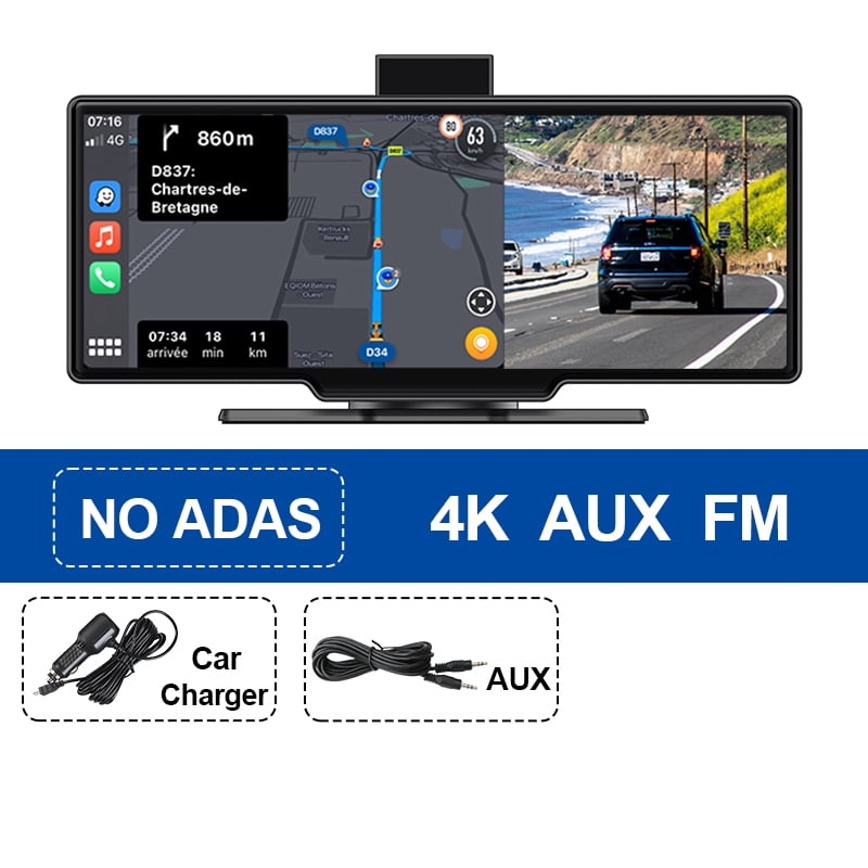 10.26" ADAS Dash Cam Rear Cam WIFI Carplay & Android Auto 4K DVR GPS Navigation Video Recorder ...
